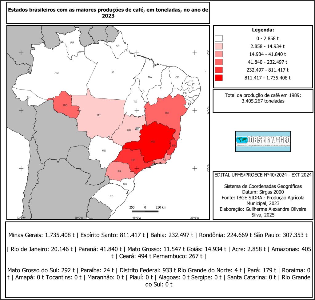 » Mapa da produção de Café no Brasil